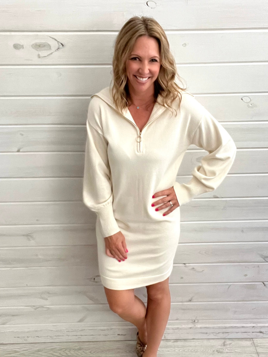 Collar Zip Sweater Dress (2 Colors) – Board and Batten Boutique