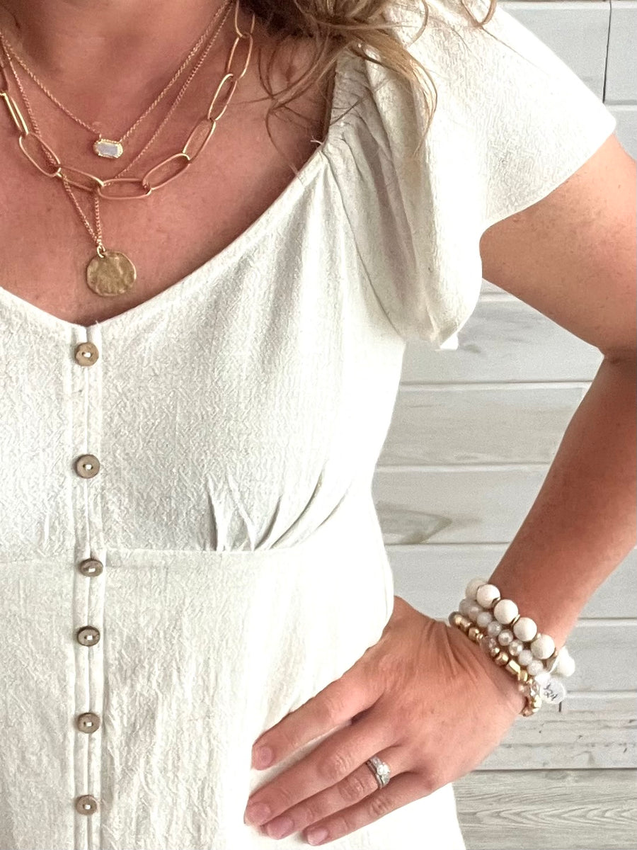 Oatmeal Button Mid Dress – Board and Batten Boutique